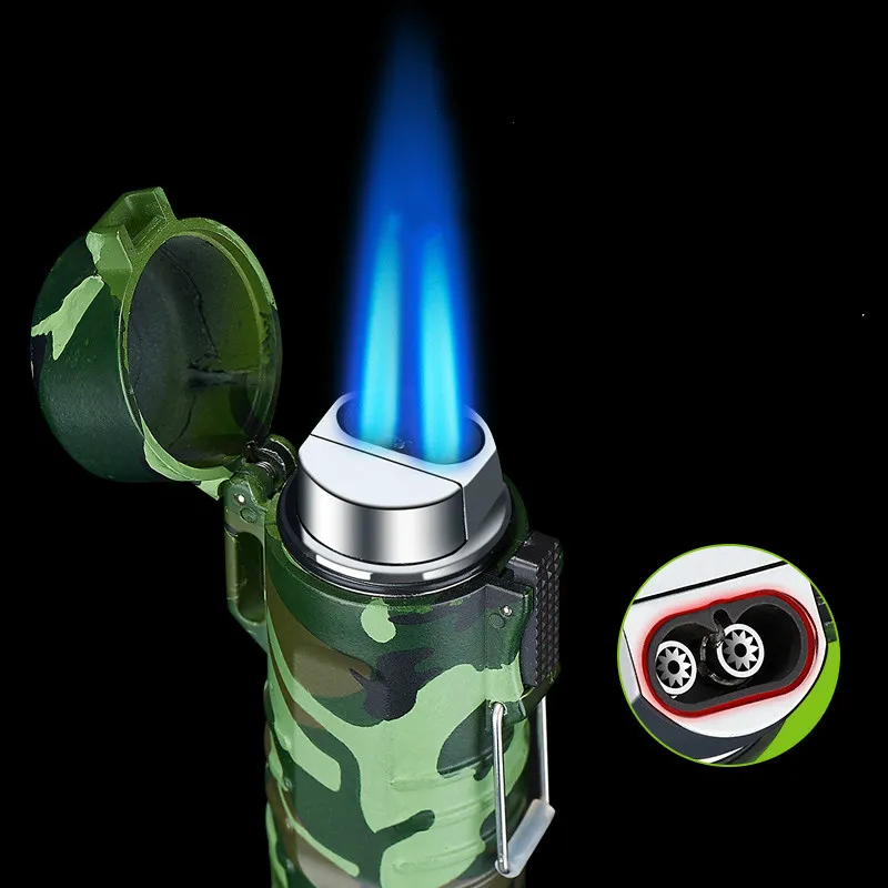 Windproof Double Torch Cigar Cigarette Lighter Powerful Jet Turbo ...