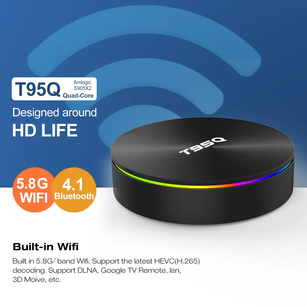 T95Q TV Box 4GB RAM 32GB 64GB Storage Android 9.0 Amlogic S905X3 Quad ...