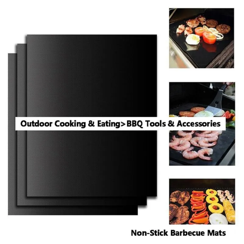 BBQ Grill Mat Durable Non Stick Barbecue Mat 40*33cm Cooking Sheets ...