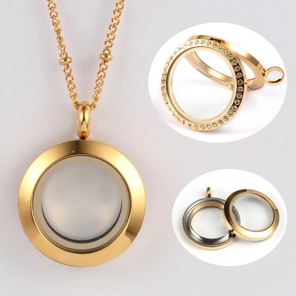 DHgate.com:Floating Locket Necklace, 316L Stainless Steel Gold Color ...