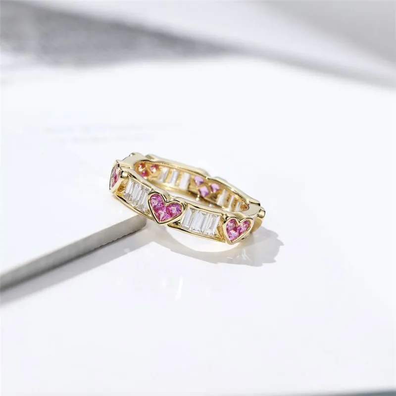 Premium 925 Sterling Silver CZ Diamond Heart Ring - Gold Fill Accent ...