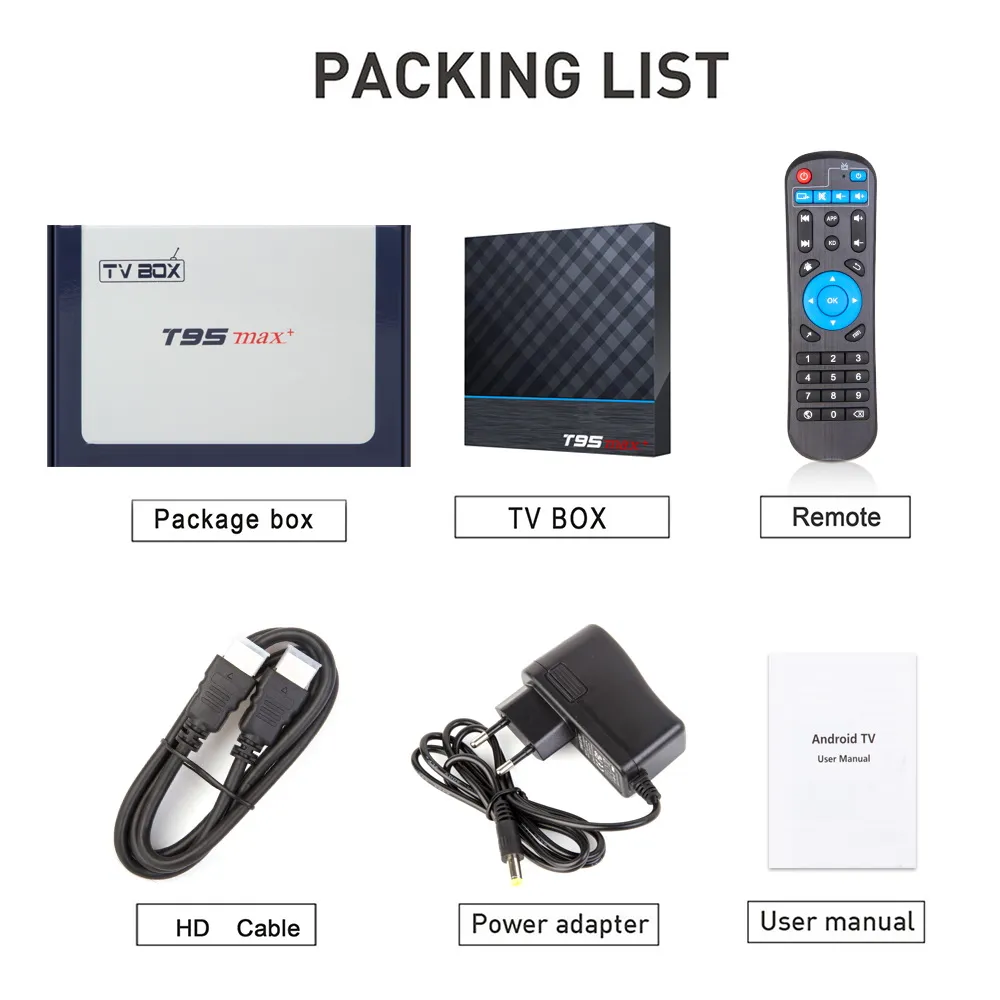 T95 MAX PLUS Android 9.0 TV Box Quad Core Amlogic S905X3 4GB RAM 64GB ...