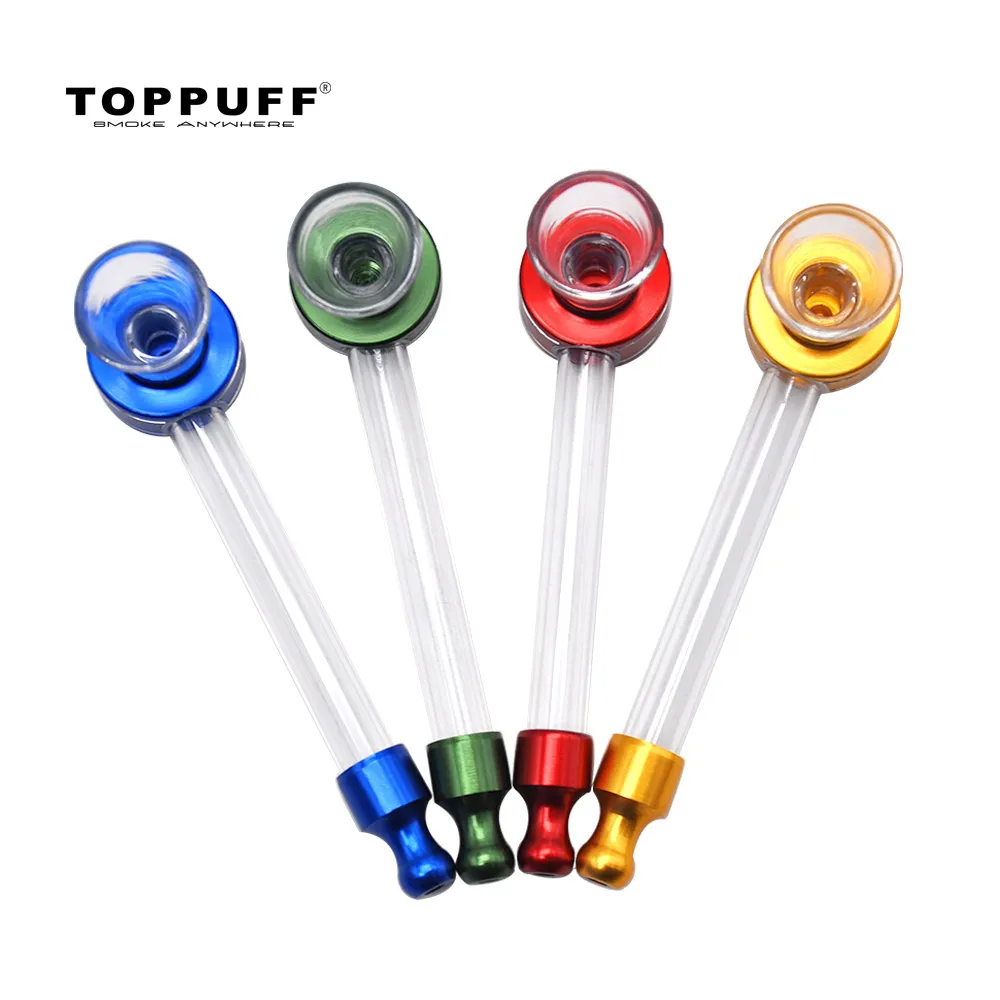 TOPPUFF Pyrex Glass Smoking Pipe With Glass Handle 4.17 Inches ...