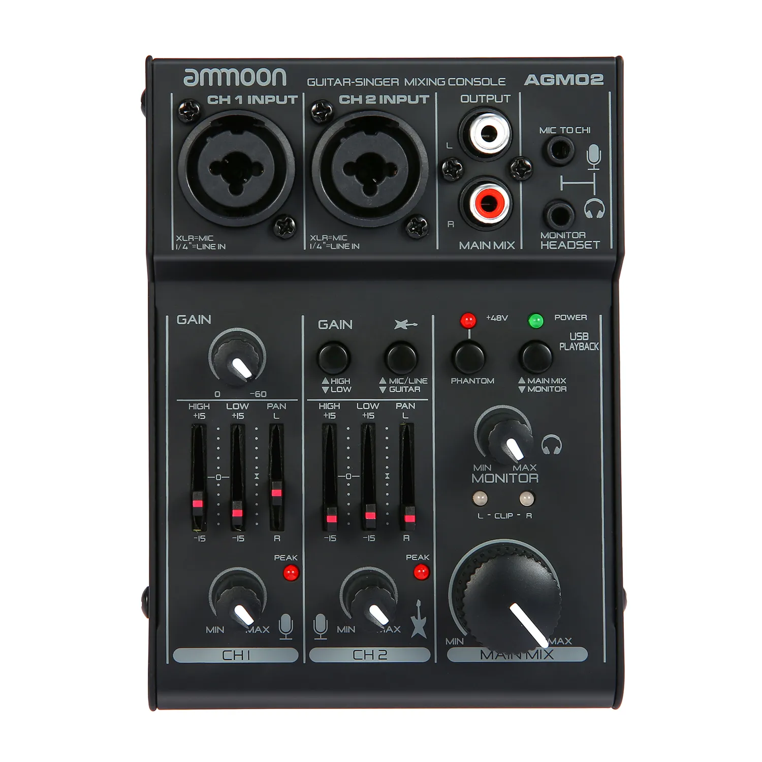 AGM02 2 Channel Audio Sound Mixer Digital Mixing Console With 2 Band EQ ...