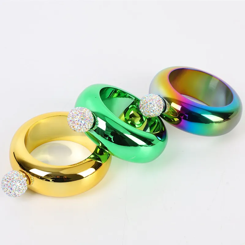 Bangle Bracelet Diamante Flask 3.5oz Stainless Steel Rainbow Liquid ...