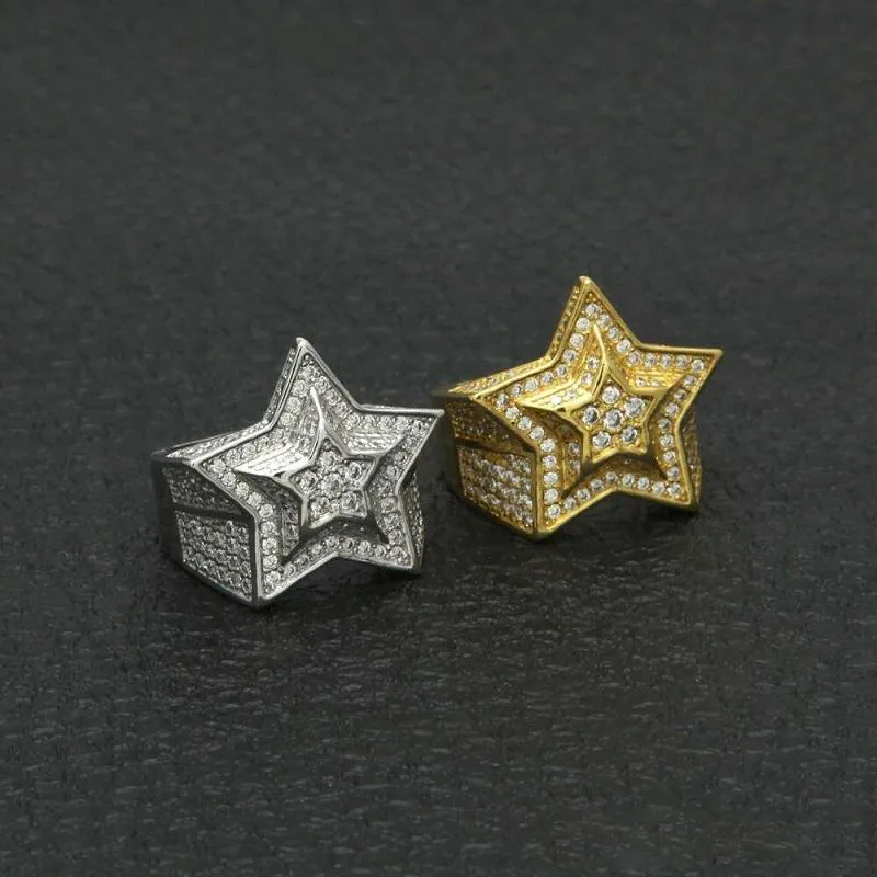 Iced Out Star Ring For Men Hip Hop Luxury Designer Mens Bling Diamond ...
