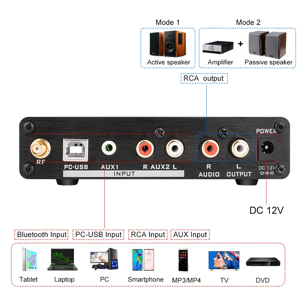 T5 6K4 Tube Preamp MC33078 Bluetooth Preamplifier HIFI OLED With Remote ...