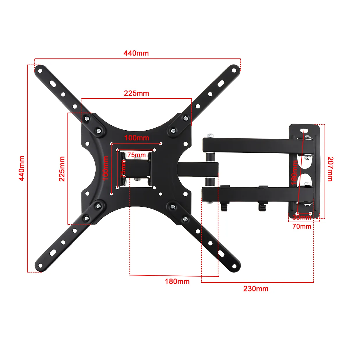 Adjustable TV Wall Mount Bracket With 15° Tilt And Wrench 50KG Capacity ...