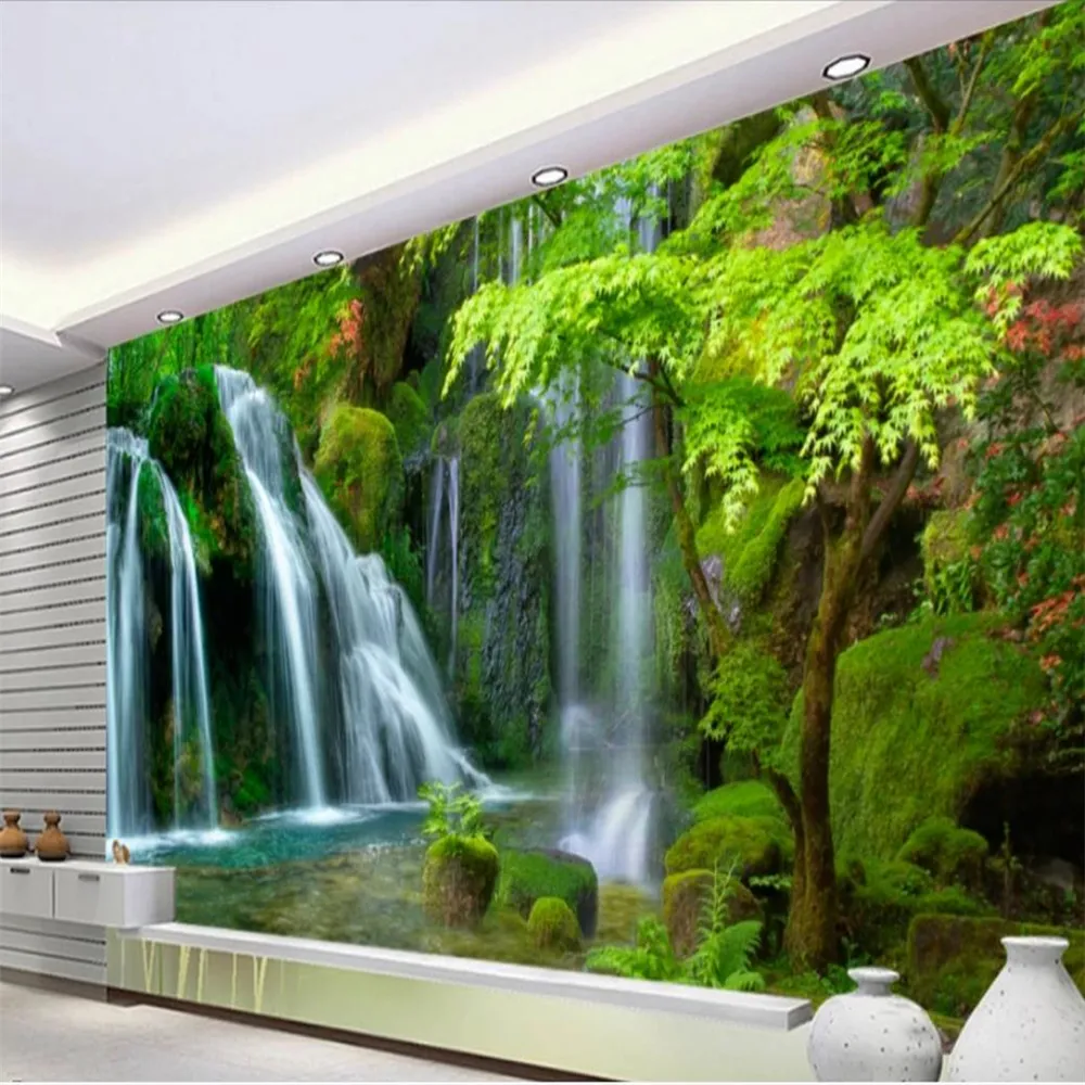 Custom 3D Waterfall Landscape Waterfall Wallpaper Beautiful Scenery ...