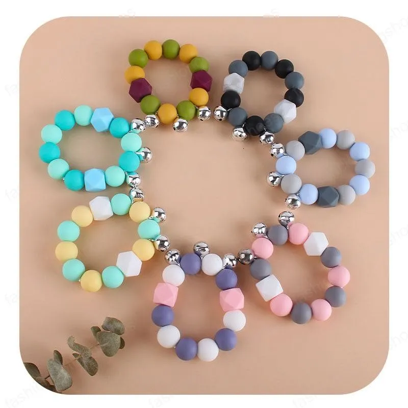 Bell Teether Toy for Baby Boys & Girls - Silicone Bead Teething ...