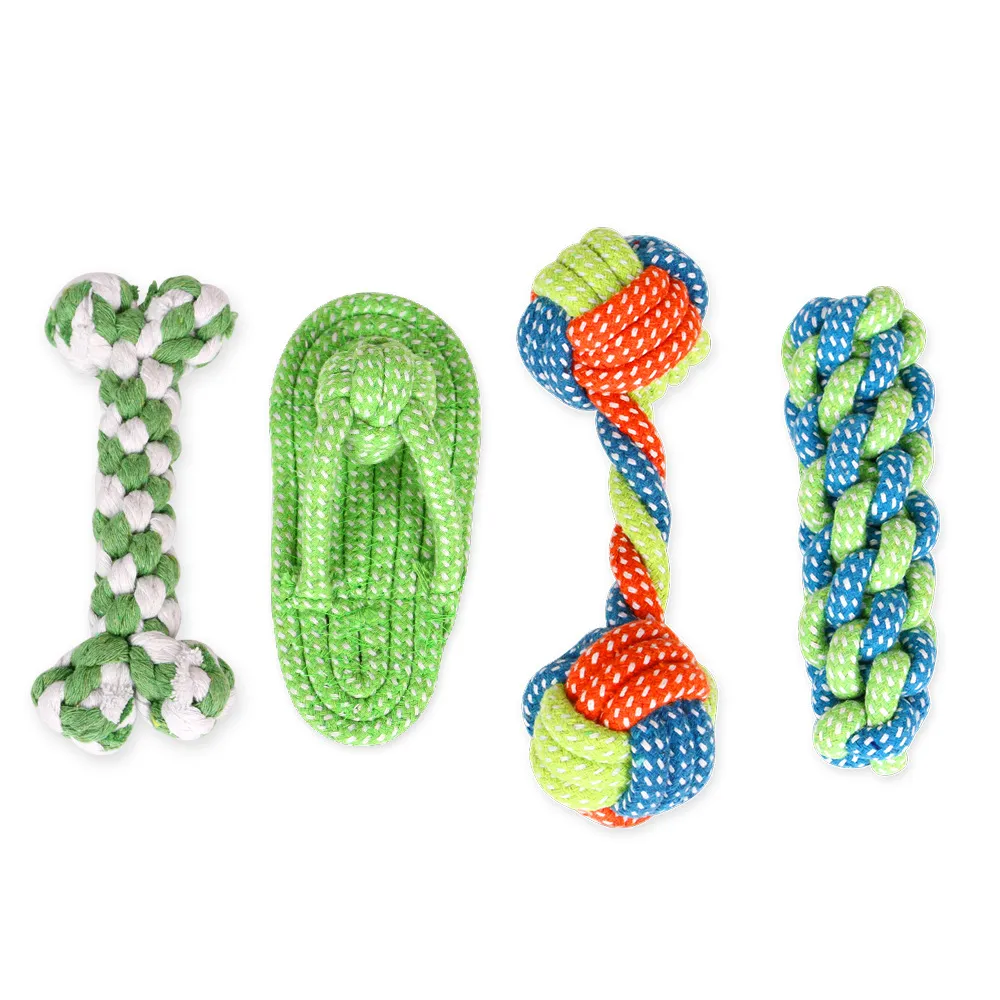 Colorful Cotton Indestructible Rope Dog Toys Toys Durable Braided Bone ...