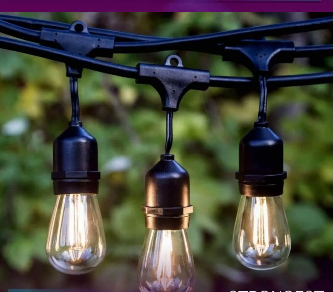 Ip65 15M Led S14 String Lights, Waterproof E27 Warm Led Retro Edison ...