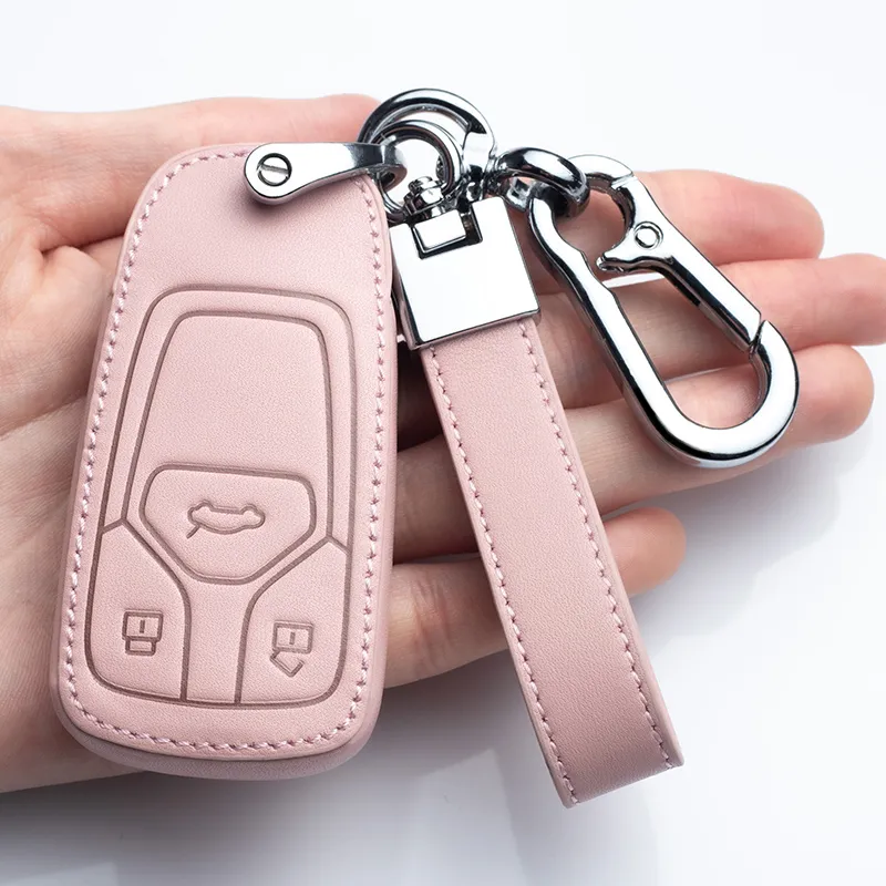 Premium Leather Car Key Fob Cover - Fits Audi A4L A6L A3 Q5L A8 A7 Q3 Q5 Q7 TT - Smart Remote ...