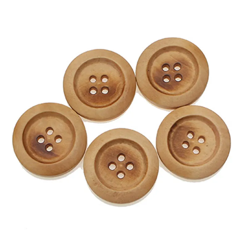 Beige Round Vintage Wood Buttons - 25mm Decorative Sewing Buttons for ...