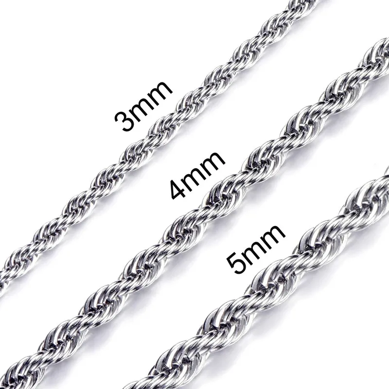 Twisted Stainless Steel Chain Necklace for Men, Fashion Link Chain ...
