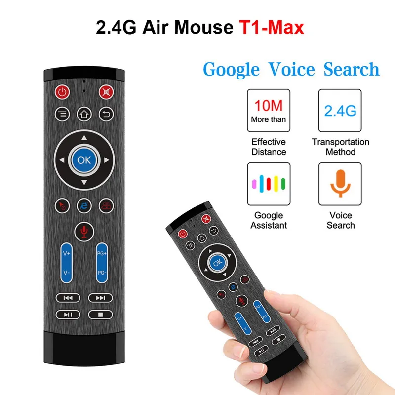 T1 Max Voice Remote Control 2.4GHz Wireless Air Mouse Gyro For H96 X96 ...