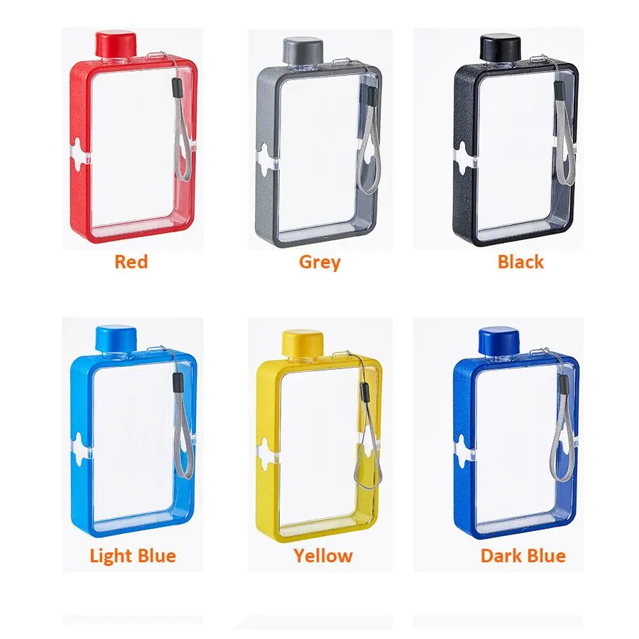 Slim & Portable A5 Flat Water Bottle - 380ml - Perfect Outdoor Flask ...
