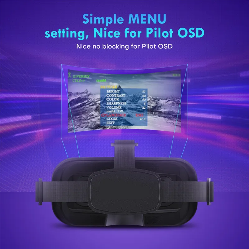 FPV Goggles - EV800DM 5.8G 40CH Varifocal Diversity Goggles with DVR, 3 ...