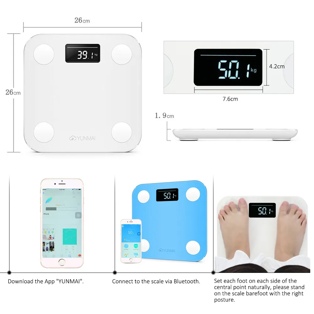 Smart Project Yunmai Mini Scale Digital Body Fat Scale With Floor ...