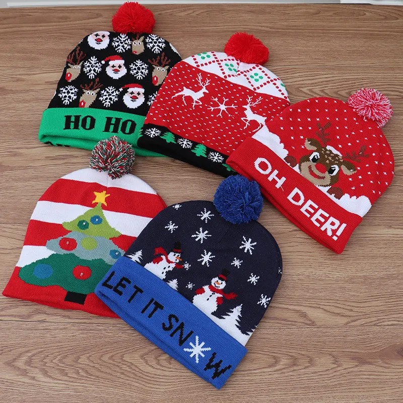 2024 LED Knitted Christmas Hat Beanie Decorations Light Up Illuminate Warm Hats For Kids Adults New Year Christmas Decor From SG 3.9 DHgate