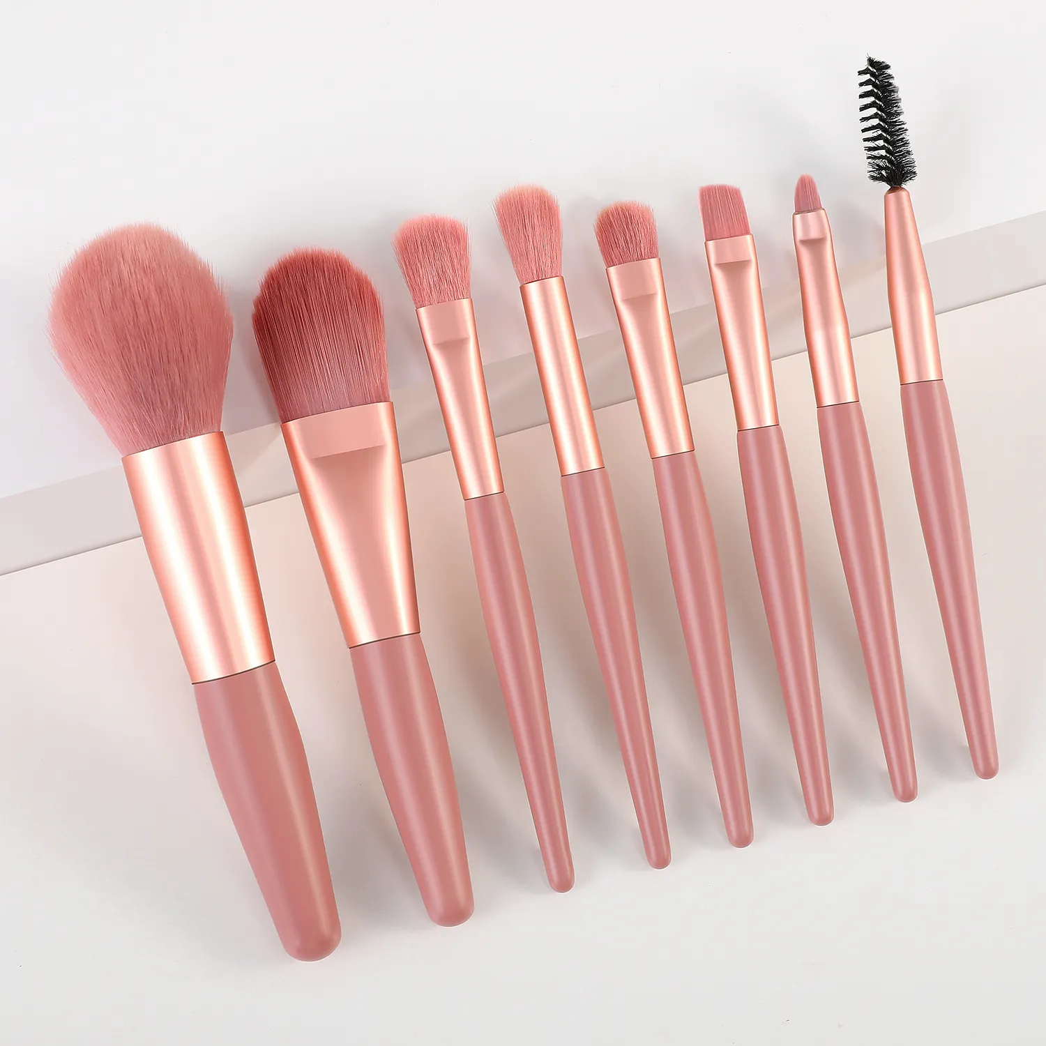 Portable 8-Piece brush makeup brush Set with Wooden Handle and ...