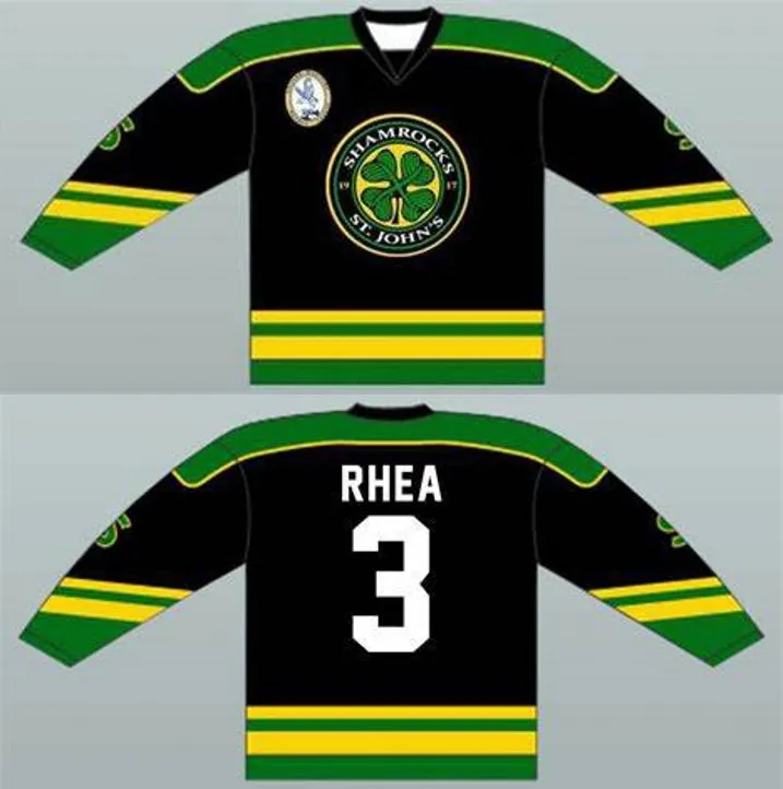 Mag A3740 #3 Ross Rhea St. JohnS ShamrockS Hockey Jersey 100% Stitched ...