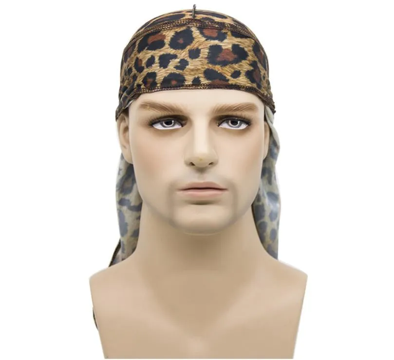 Designer Leopard Print Silky Mens Durag Cap For Men And Women Wide Band ...