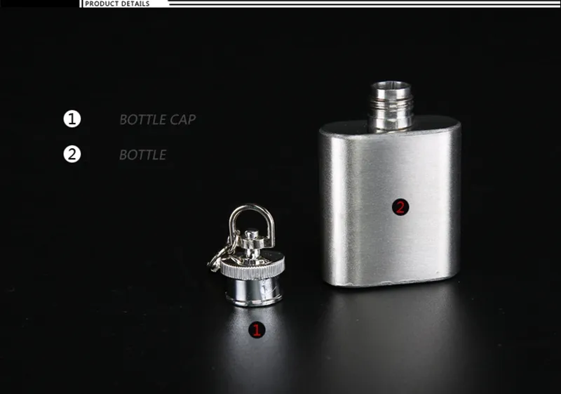 1oz Mini Stainless Steel Hip Flask with Keychain - Portable Pocket ...