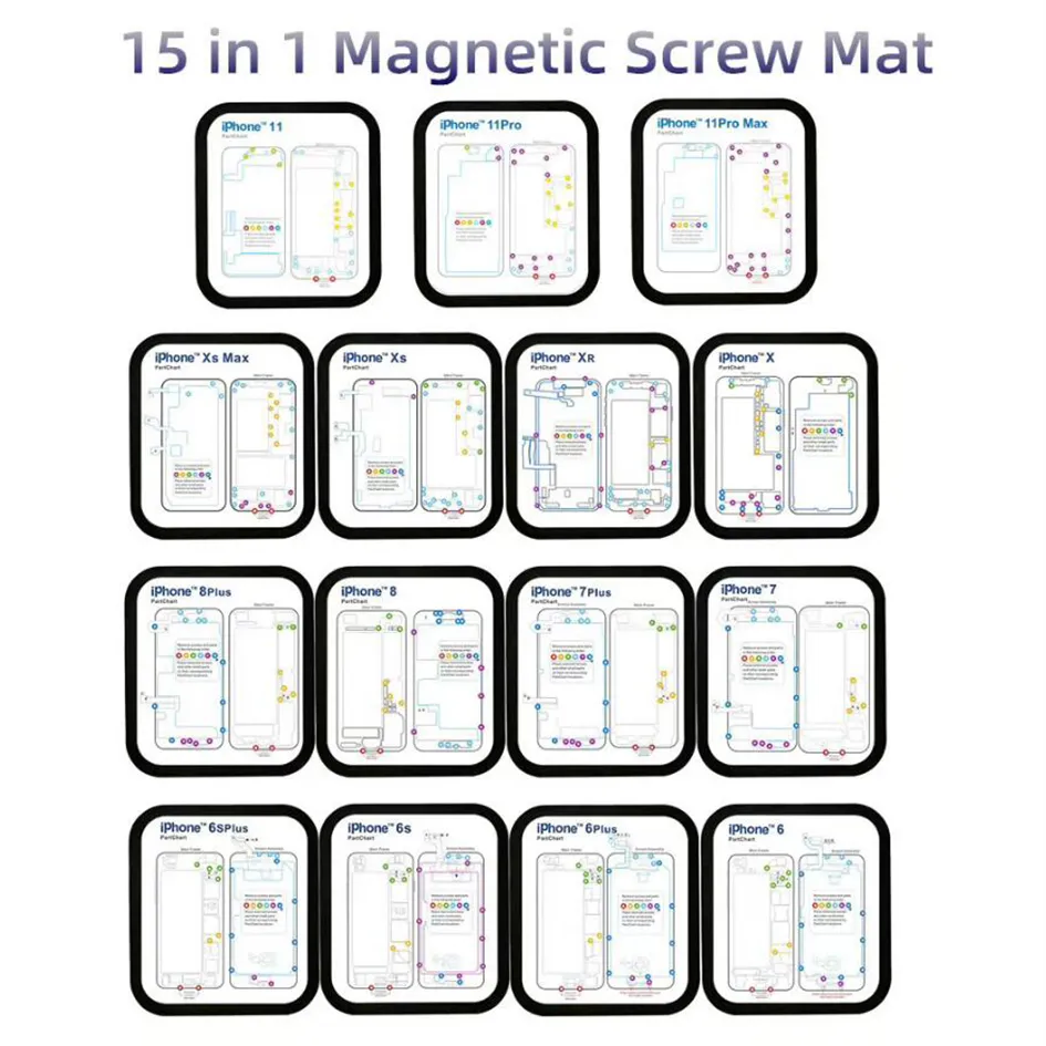 Magnetools 15 In 1 Magnetic Screw Mat And Memory Chart For IPhone 6 To ...