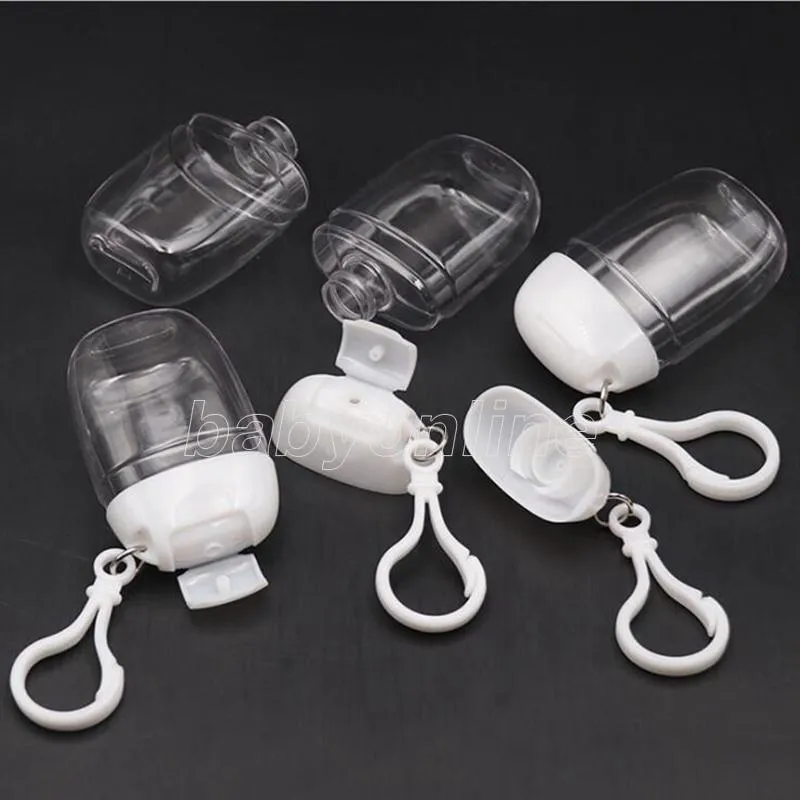 Refillable Clear Plastic Hand hand sanitizer bottles with Key Ring Hook ...