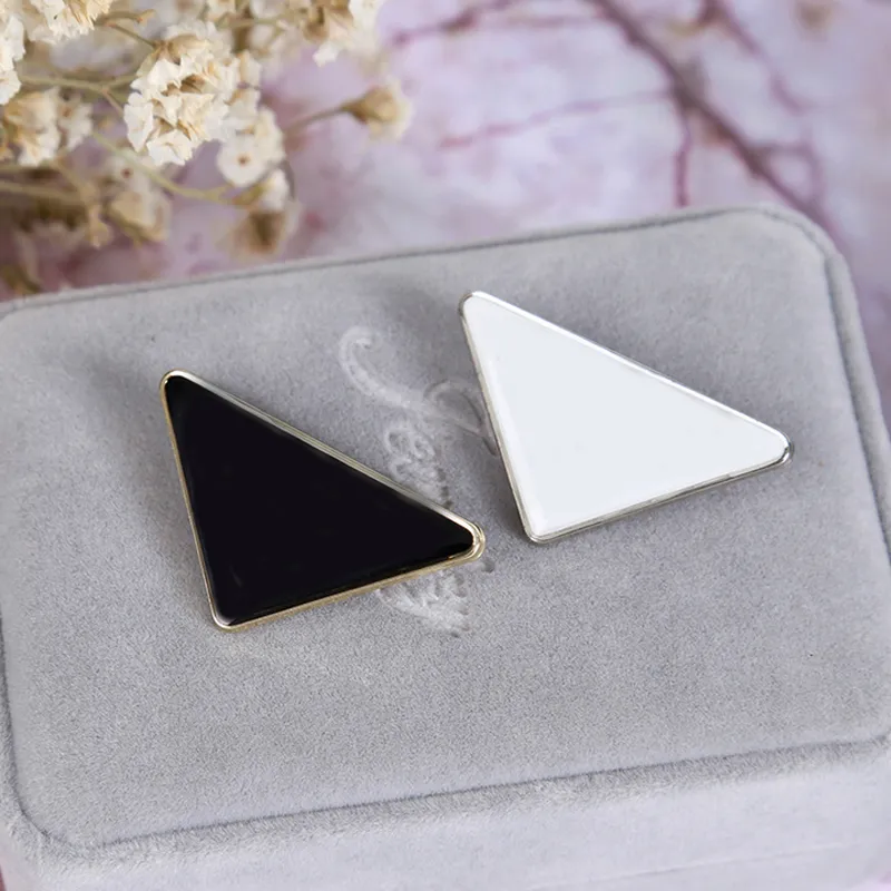 New Women's Triangle Letter Brooch, White and Black Metal Lapel Pin ...