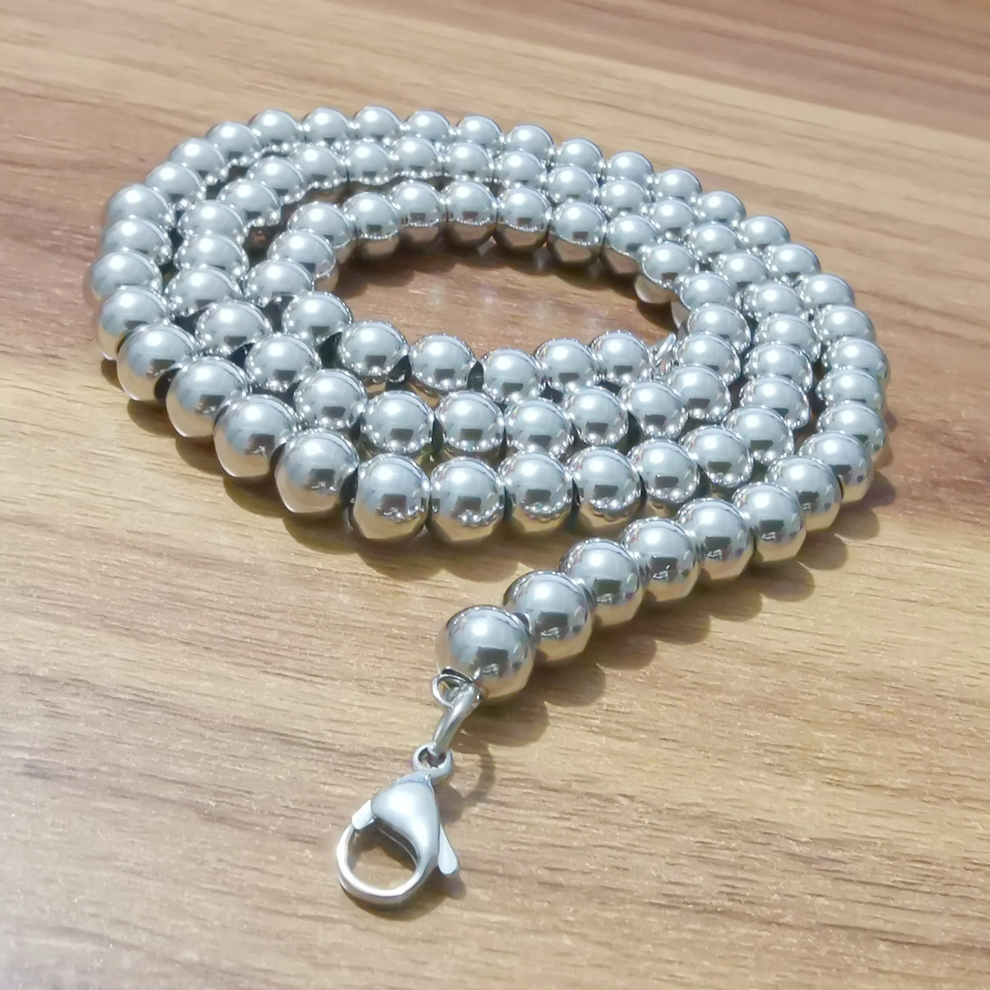 Cool Beaded Chain Color Silver Stainless Steel Handmade Jewelry Ball ...