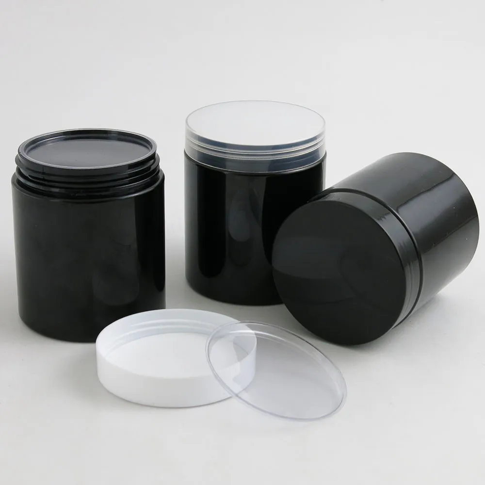 20 Empty Black 250ml PET Jars with Lids - Perfect Cream Containers ...