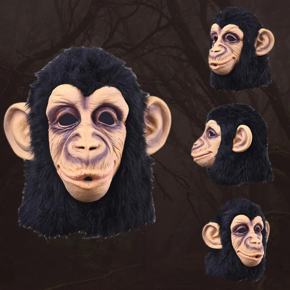 Breathable Full Face Monkey Head Latex Monkey Face Mask For Adults ...