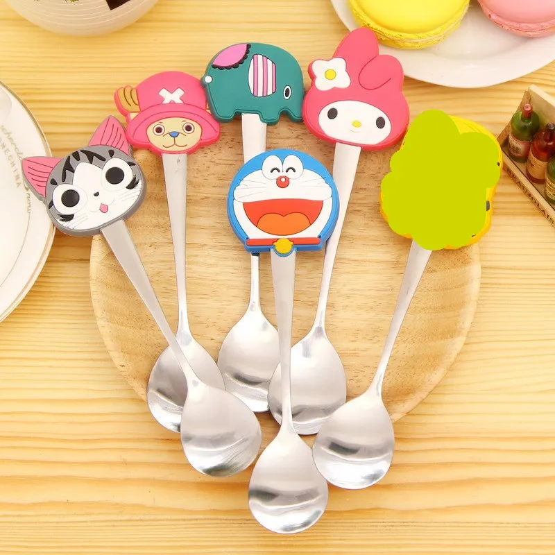 Cute Cartoon Stainless Steel Spoon With Animal Silicone Handle Stirring ...