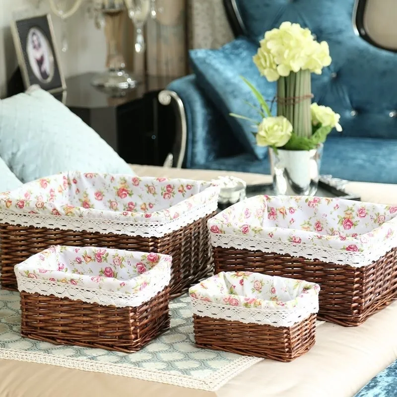 Pretty Natural Wicker Storage Baskets With Cotton... From Cong08, $10. ...