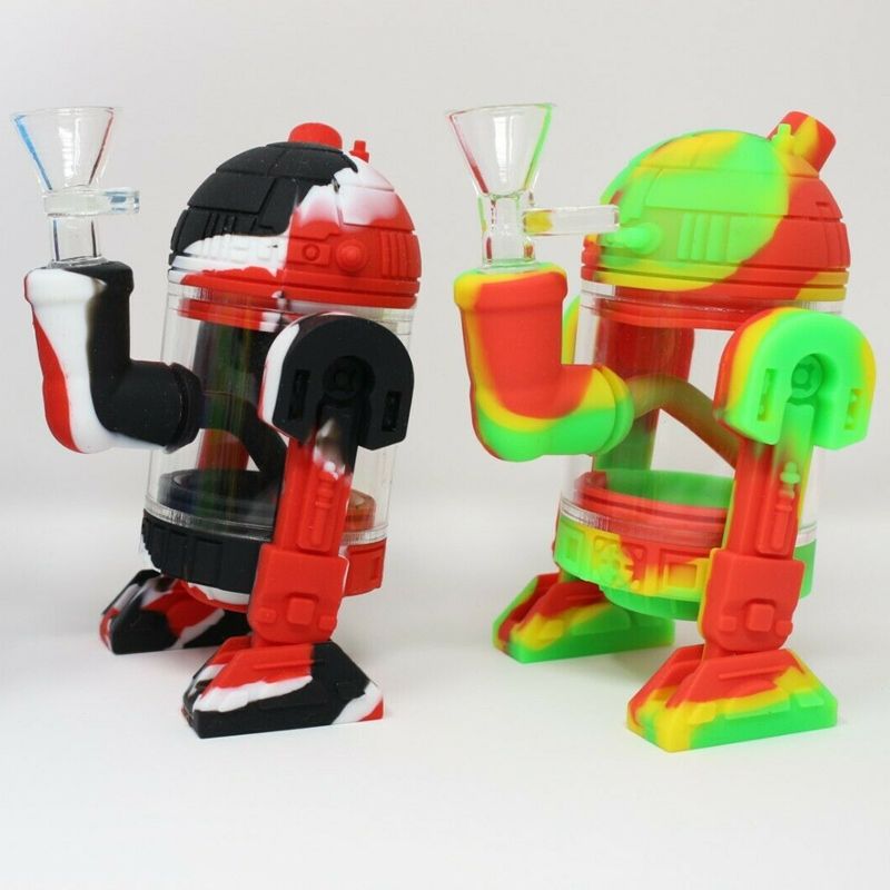 Hoodahs New Silicone Bong Robot Diseño Reciclador DAB Rig Glass ...