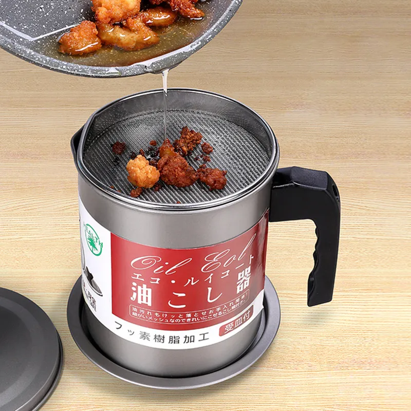 Large Capacity Stainless Steel Colander Strainer with Handle - 1.4L Oil ...