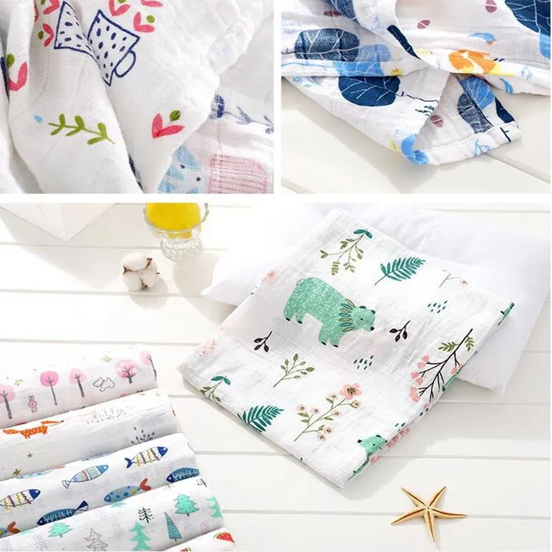 Baby Swaddle Blanket Newborn Wrap Cotton Polyester Muslin Throw with ...