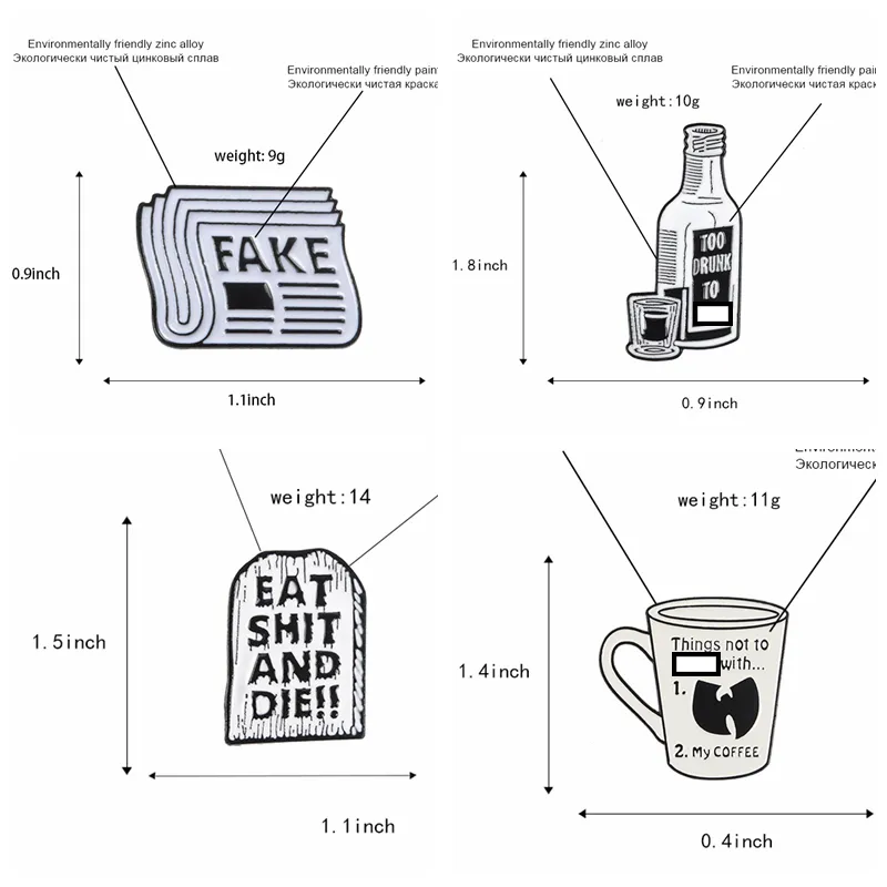 Funny Quote Pins Collection: Black, White, Dark Wine, Tombstone, Mug ...