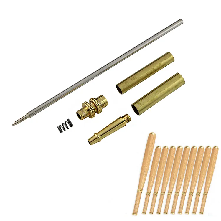 Wooden handmade metal ballpoint pen kits with twin-end brass parts for ...
