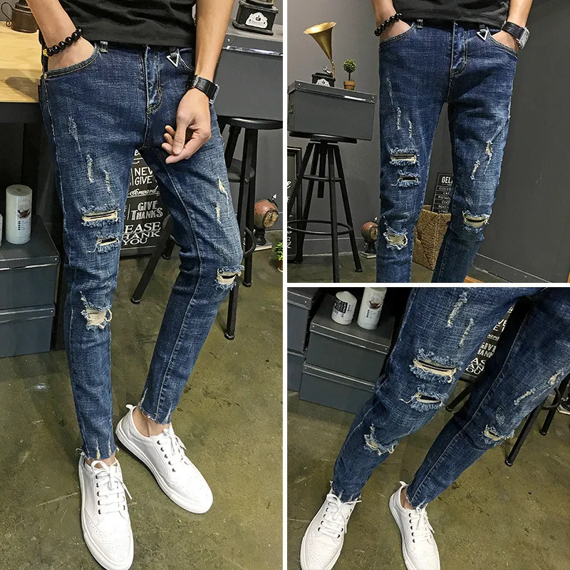 Mejor Precio En A Granel Vente En Gros 2020 Jeans Mâle Trou Déchiré