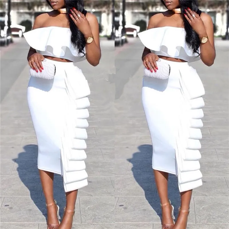 Ruffled Crop Top & Skirt Set: Sexy Off-Shoulder Party Outfit, Shop Now ...