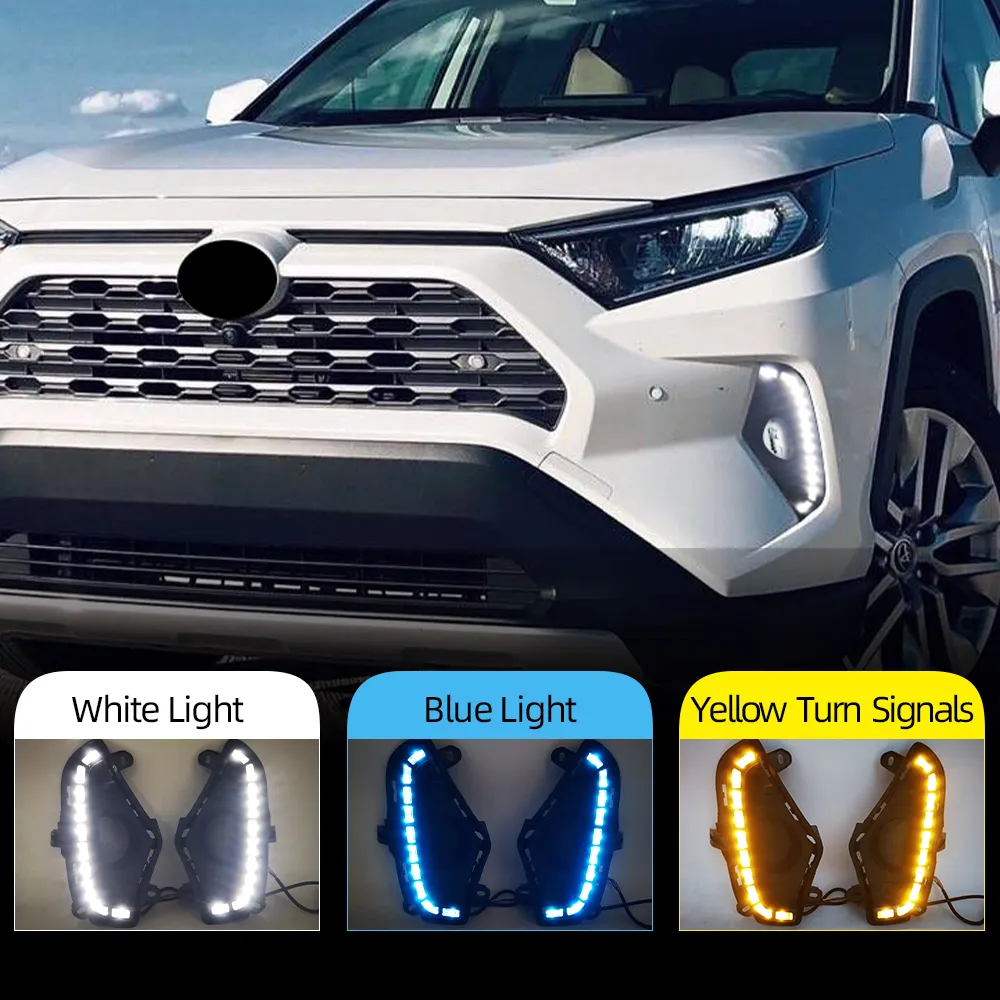 Amarok Daytime Running Lights Light DRL Set For Toyota RAV4 2019 2022 Yellow Turn Signal ...