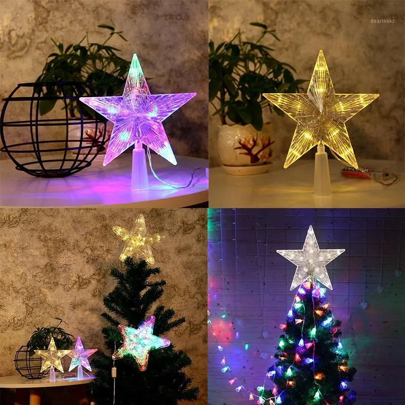 Christmas Tree Topper LED Light Up Star Tree Home Party Xmas Ornament ...