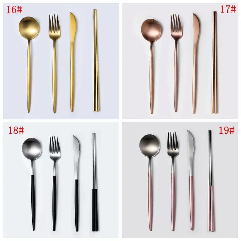 BC Black Gold Cutlery Set Stainless Steel Knife Fork Spoon Flatware For ...