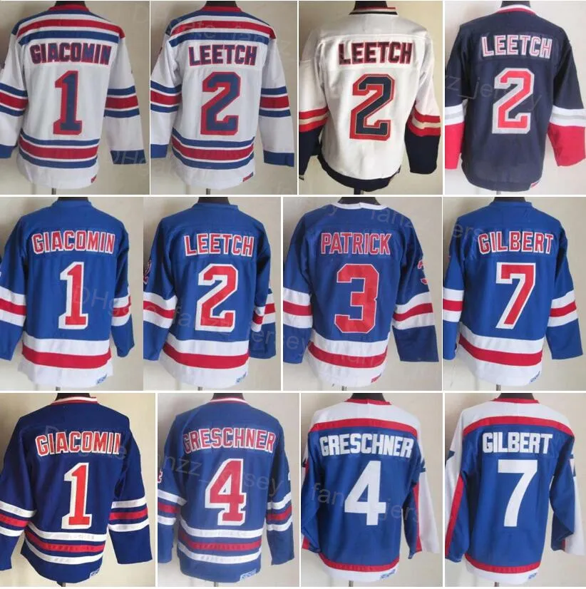 Men's Retro Ice Hockey Jerseys: Vintage 4 Ron Greschner, 7 Rod Gilbert ...