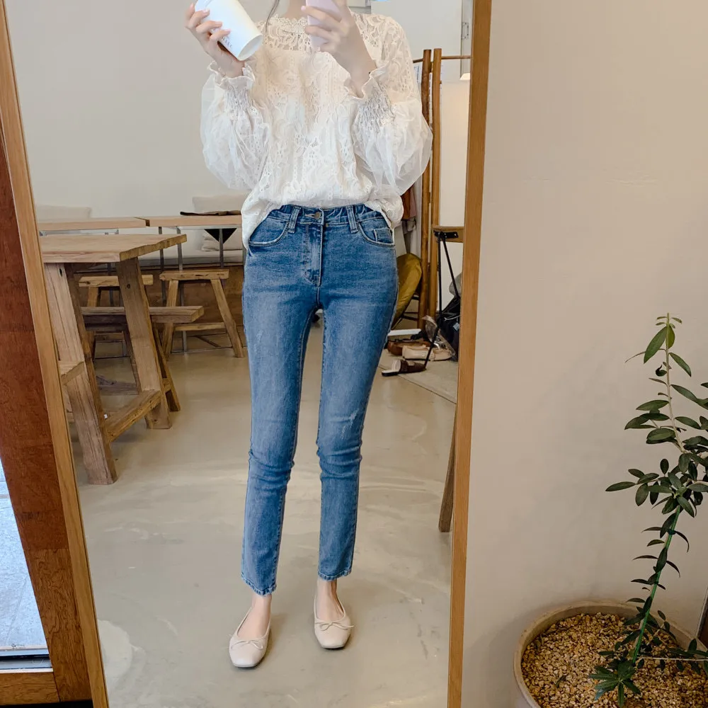 New Women Mesh Sheer Blouse See Through Lantern Long Sleeve Blouse