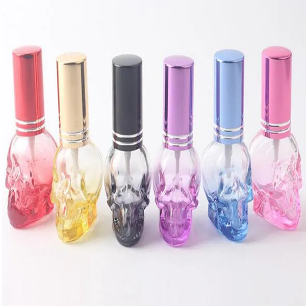 8ML Skull Shaped Glass Perfume Bottles Multicolor Empty Spray Cosmetic ...