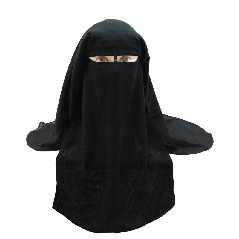 Muslim Bandana Scarf Islamic 3-Layer Niqab Burqa Bonnet Hijab Cap Veil ...